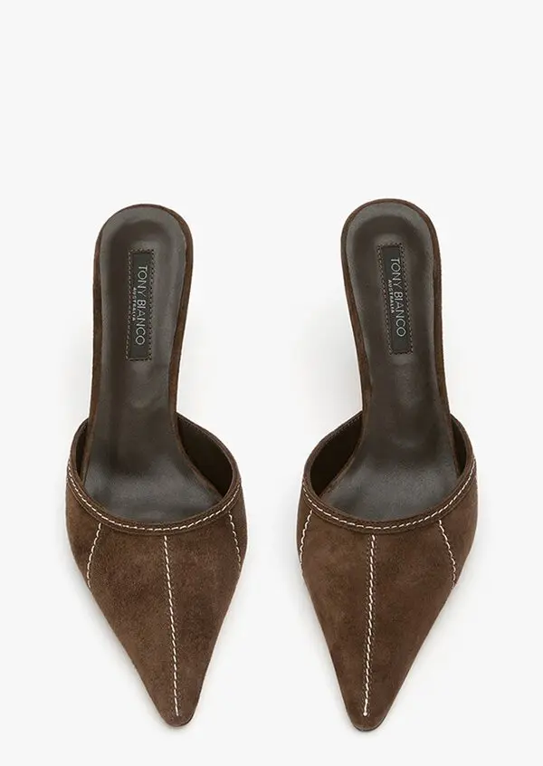 TONY BIANCO Sophie Suede Pointed Toe Mules