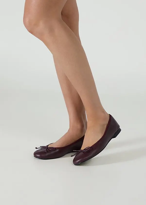 TONY BIANCO Ballet Flats With Bow Detailing - Vino Nappa