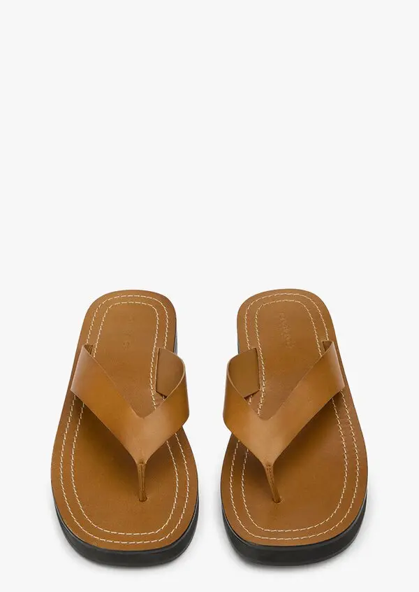 TONY BIANCO Leather Thong Sandal With Contrast Stitching