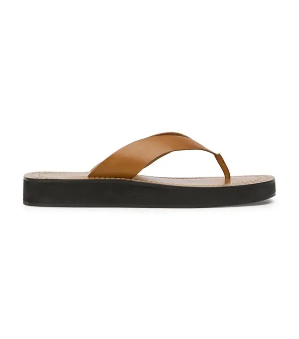 TONY BIANCO Leather Thong Sandal With Contrast Stitching