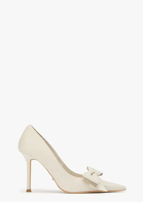 TONY BIANCO Nellie Stiletto Heel Pumps With Bow Detailing - Dove Nappa
