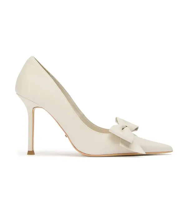 TONY BIANCO Nellie Stiletto Heel Pumps With Bow Detailing - Dove Nappa