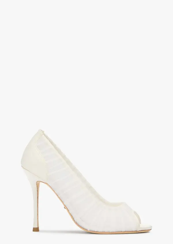 TONY BIANCO Silvia Peep-toe Stilettos - Ivory Tulle