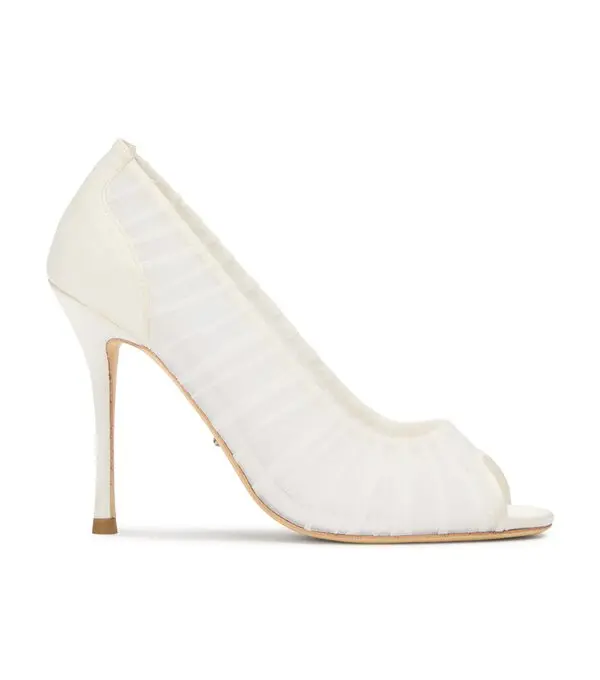 TONY BIANCO Silvia Ivory Peep-toe Stiletto Heels - Ivory Tulle