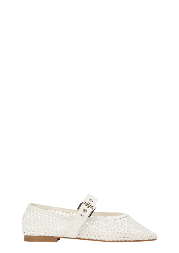 TONY BIANCO Carla Braided Mary Jane Flats - White Braid