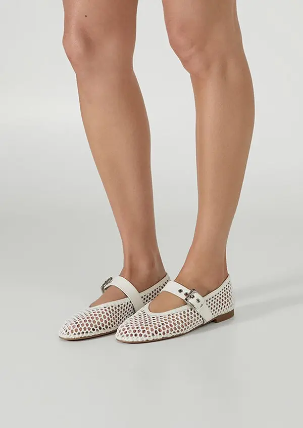 TONY BIANCO Carla Braided Mary Jane Flats - White Braid