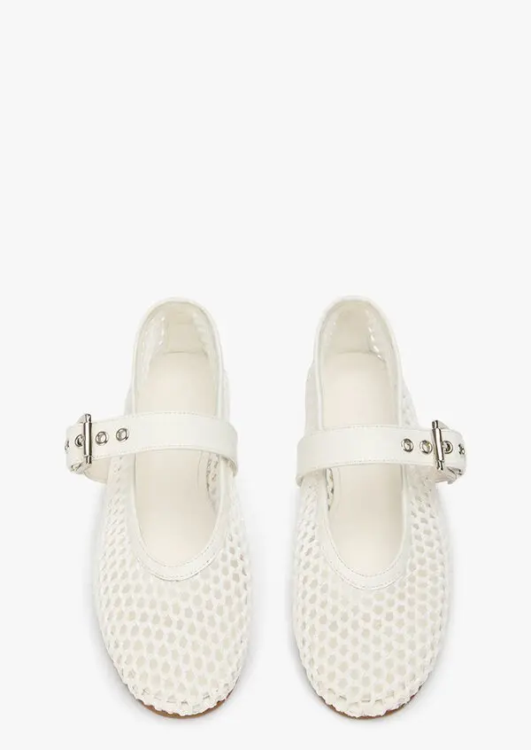 TONY BIANCO Carla Braided Mary Jane Flats - White Braid