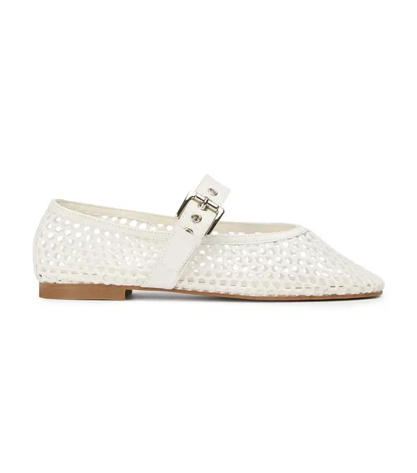 TONY BIANCO Carla Braided Mary Jane Flats - White Braid