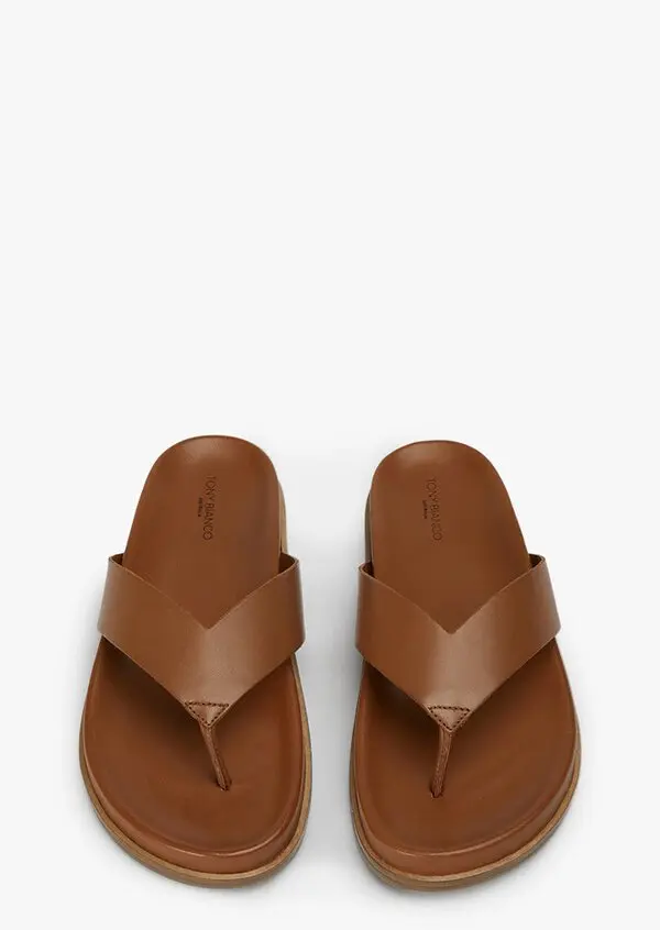 TONY BIANCO Loop Leather Thong Sandals - Tan