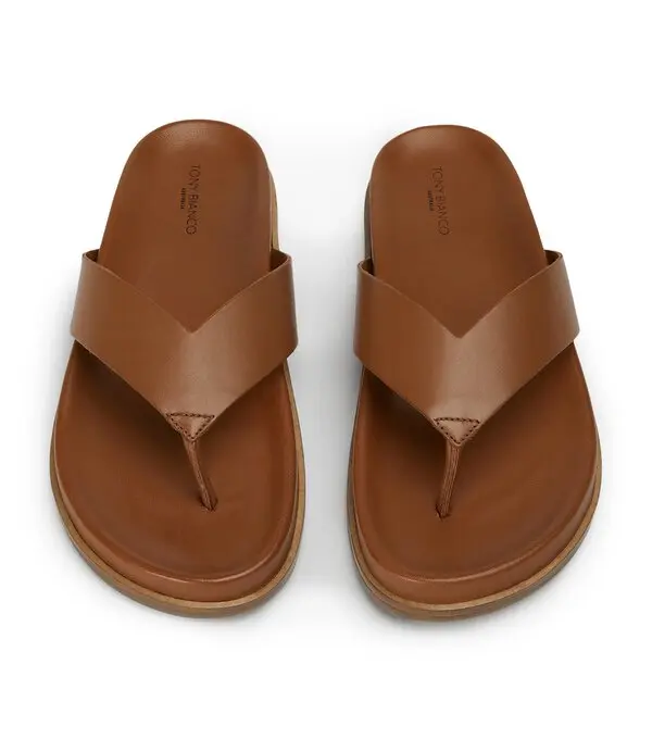 TONY BIANCO Loop Leather Thong Sandals - Tan