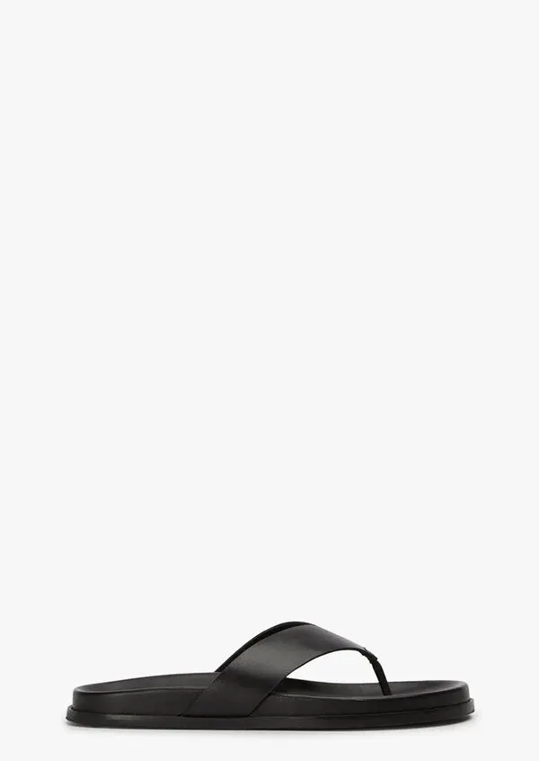 TONY BIANCO Loop Leather Thong Sandals - Black