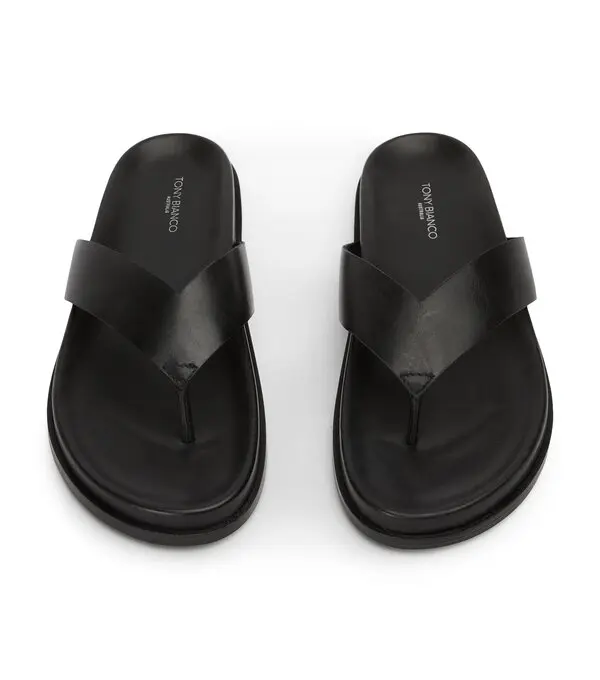 TONY BIANCO Loop Leather Thong Sandals - Black