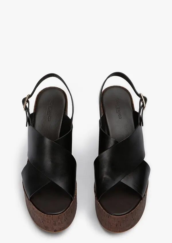 TONY BIANCO Vogue Wedge Sandals - Black Como