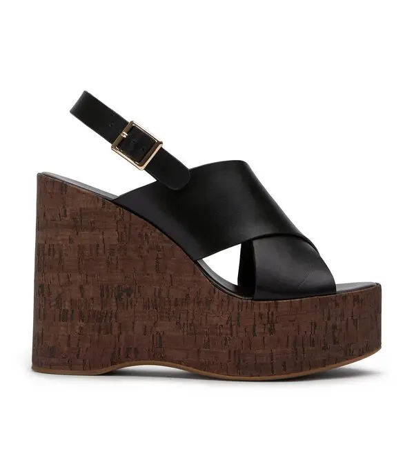 TONY BIANCO Vogue Wedge Sandals - Black Como
