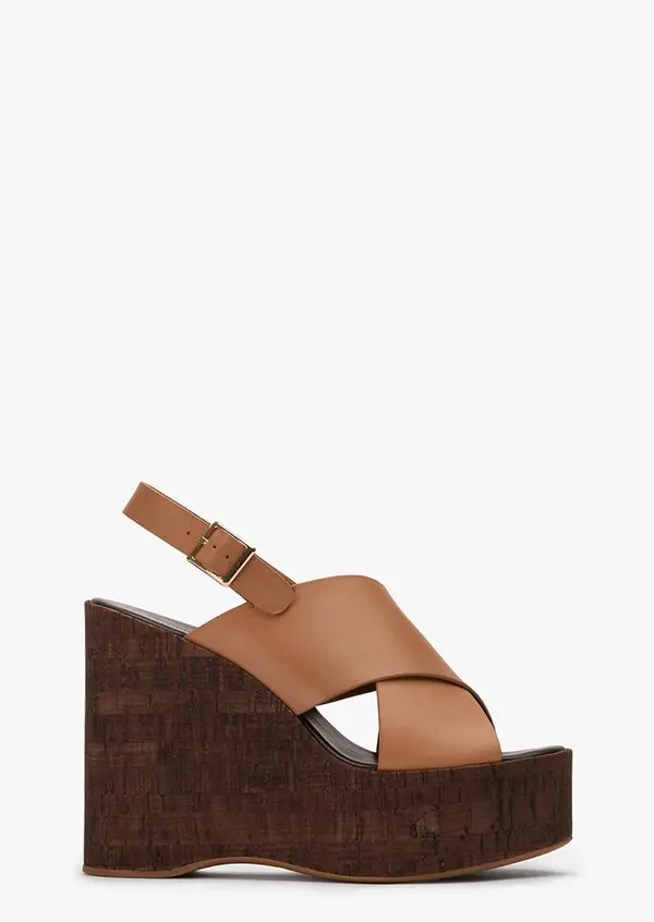 TONY BIANCO Vogue Platform Wedge Sandals - Tan Como
