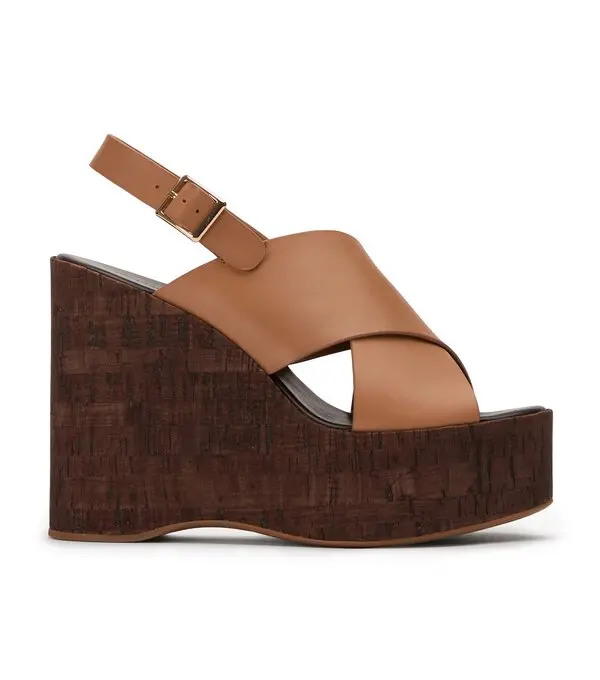 TONY BIANCO Vogue Platform Wedge Sandals - Tan Como
