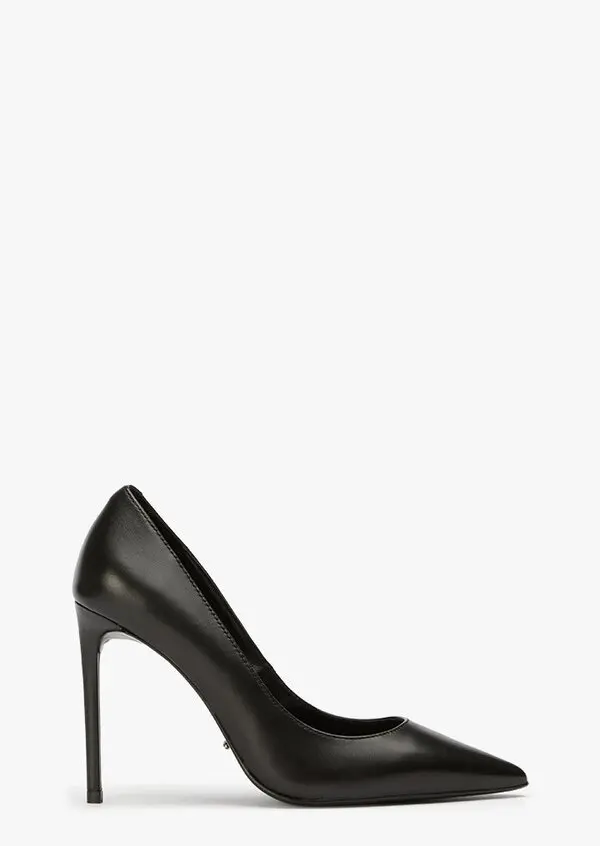 TONY BIANCO Anja Black Leather Stiletto Heel Pumps - Black Como