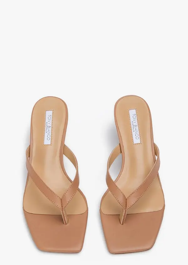 TONY BIANCO Topaz Leather Mule With Kitten Heel - Tan Como