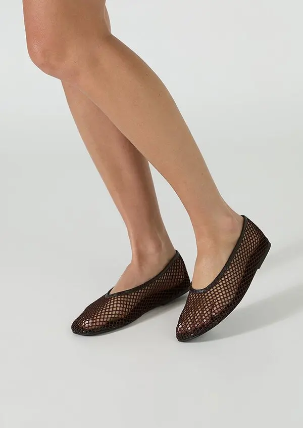 TONY BIANCO Mazey Mesh Ballet Flats - Choc Mesh