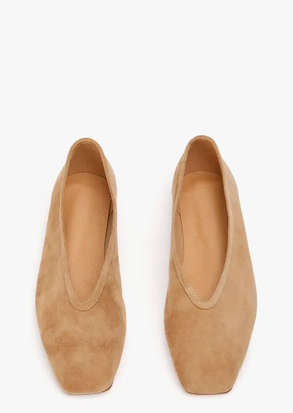 TONY BIANCO Bianca Suede Leather Square Toe Ballet Flats - Wheat Suede