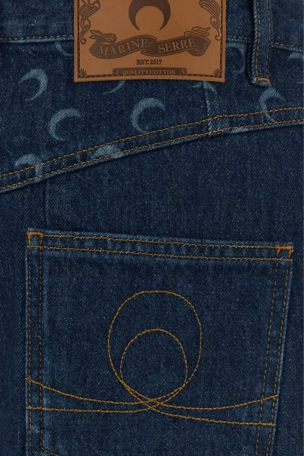MARINE SERRE Denim Shorts With Moon Print