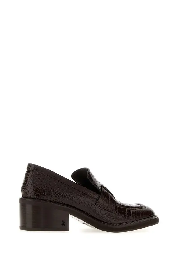 JIMMY CHOO Crocodile-effect Leather Block Heel Pumps