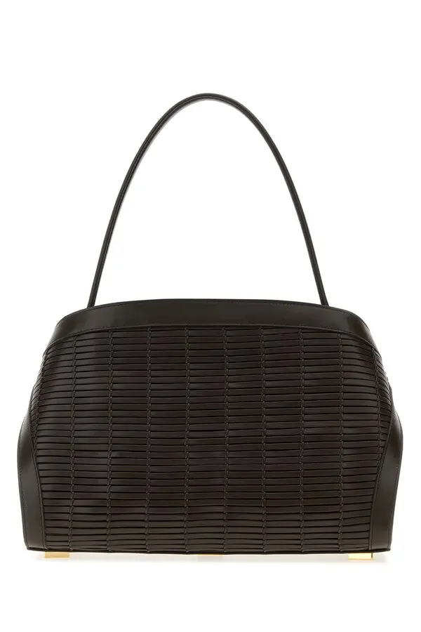 FERRAGAMO Woven Calf Leather Handbag With Gancini Detail