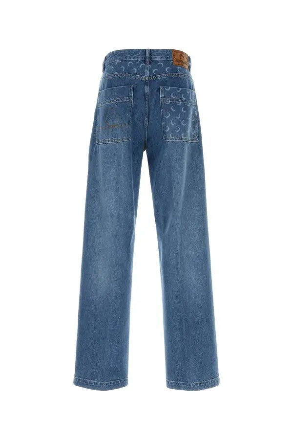 MARINE SERRE Stonewashed Denim Jeans With Moon Print