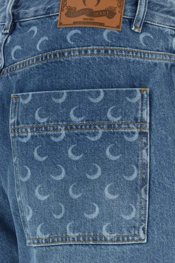 MARINE SERRE Stonewashed Denim Jeans With Moon Print