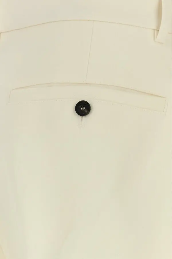 FERRAGAMO Ivory Cotton Blend Pleated Pants
