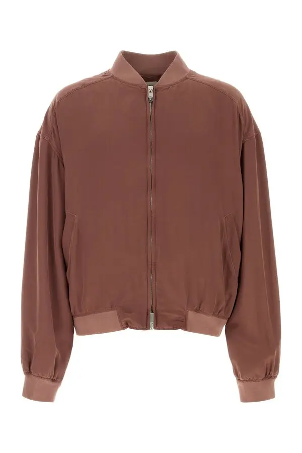 Versace Antiqued Silk Bomber Jacket - Pink