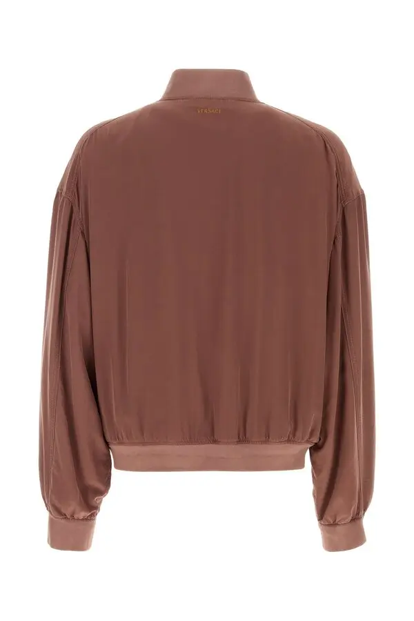 Versace Antiqued Silk Bomber Jacket - Pink
