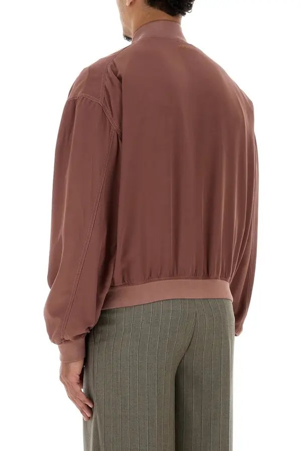 Versace Antiqued Silk Bomber Jacket - Pink