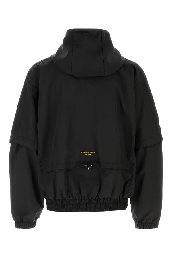 WOOYOUNGMI Nylon Hooded Windbreaker With Embroidered Logo