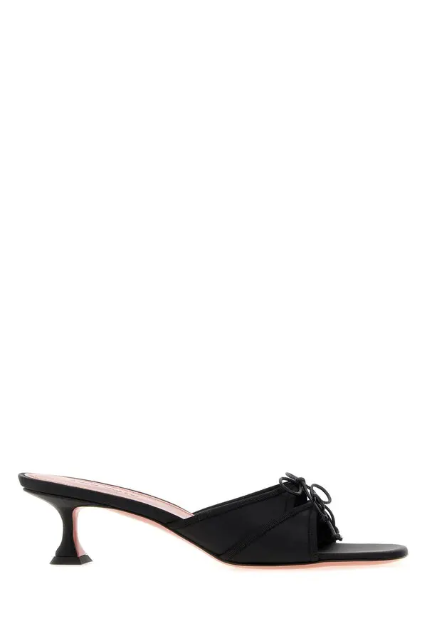 Amina Muaddi Satin Eleonora Mules - Black