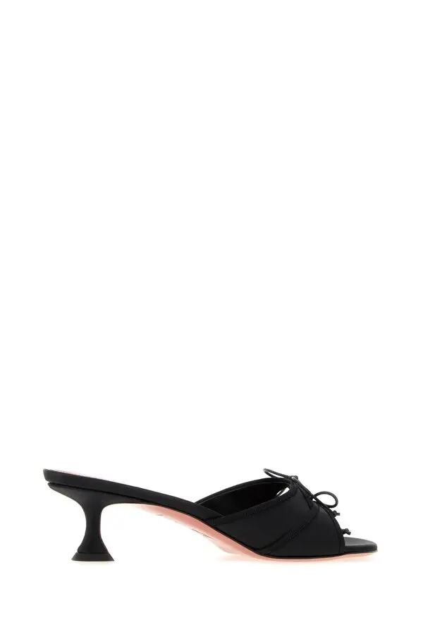 Amina Muaddi Satin Eleonora Mules - Black