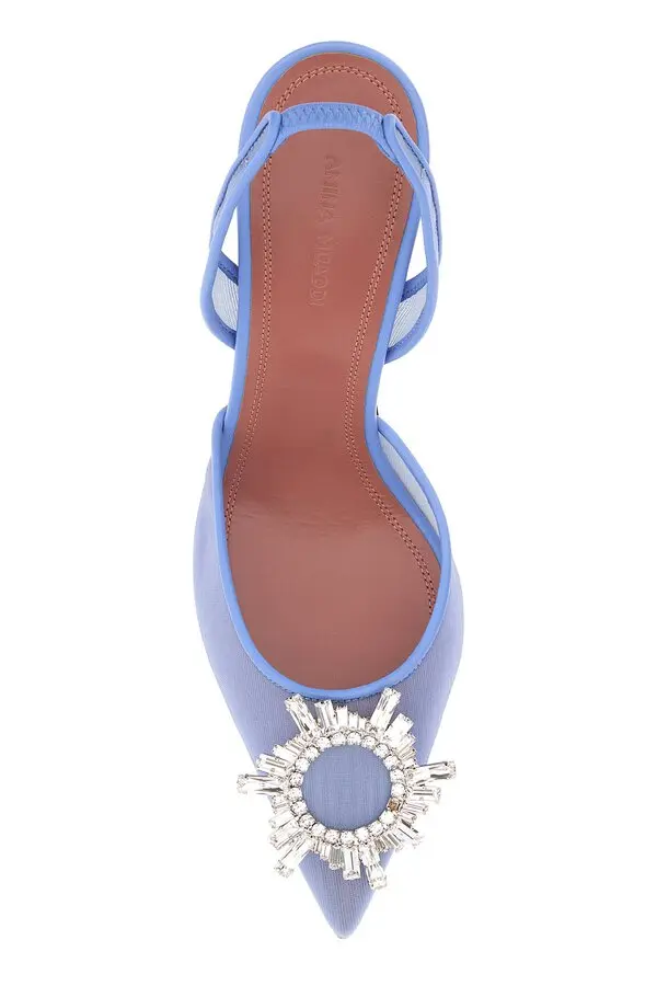 Amina Muaddi Cerulean Mesh Begum Pumps - Blue