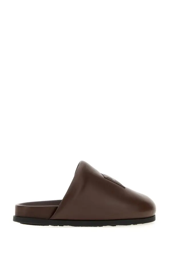 Givenchy Leather Slippers With Logo Detail - Brown