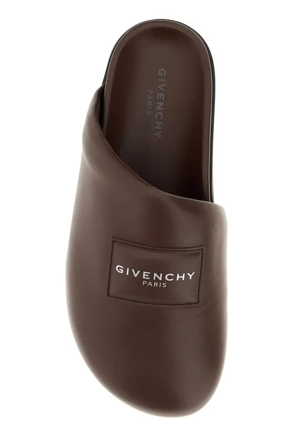 Givenchy Leather Slippers With Logo Detail - Brown