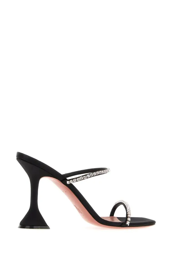 Amina Muaddi Satin Gilda Mules With Rhinestone Embellishments