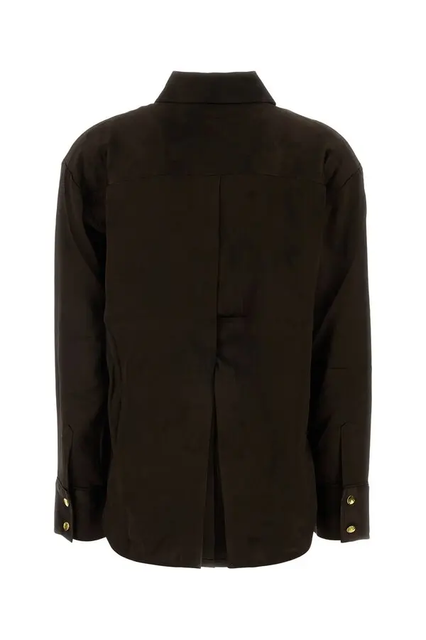 GANNI Satin Shirt With Tonal Embroidery And Belt