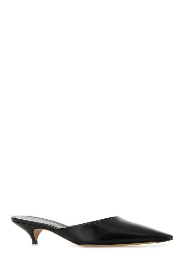 THE ROW Leather Lisa Mules With Stiletto Heel - Black