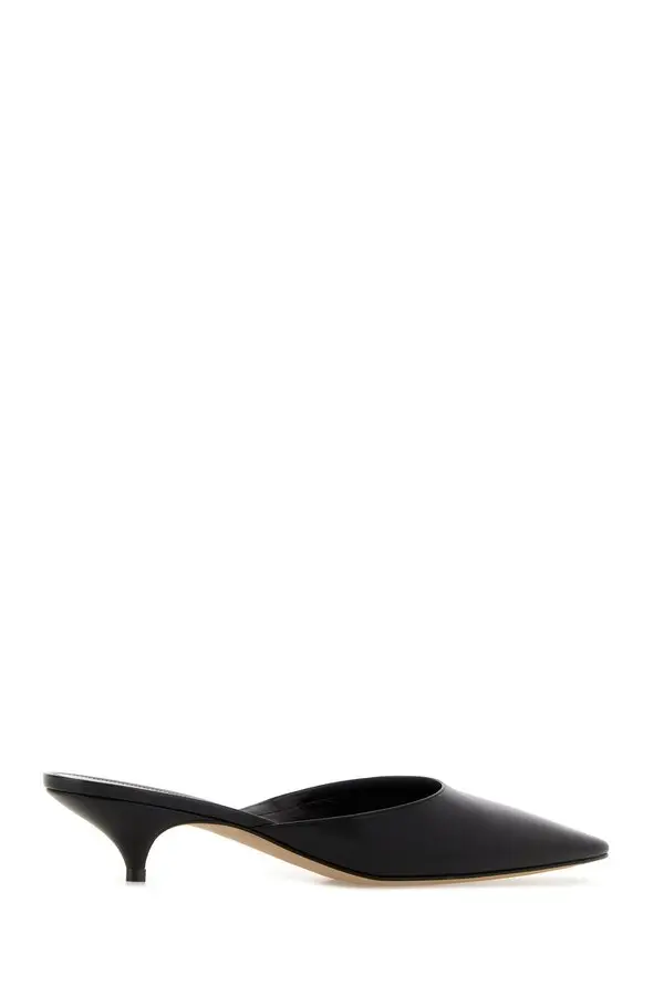 THE ROW Leather Lisa Mules With Stiletto Heel - Black