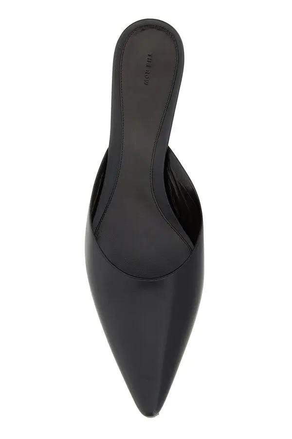THE ROW Leather Lisa Mules With Stiletto Heel - Black