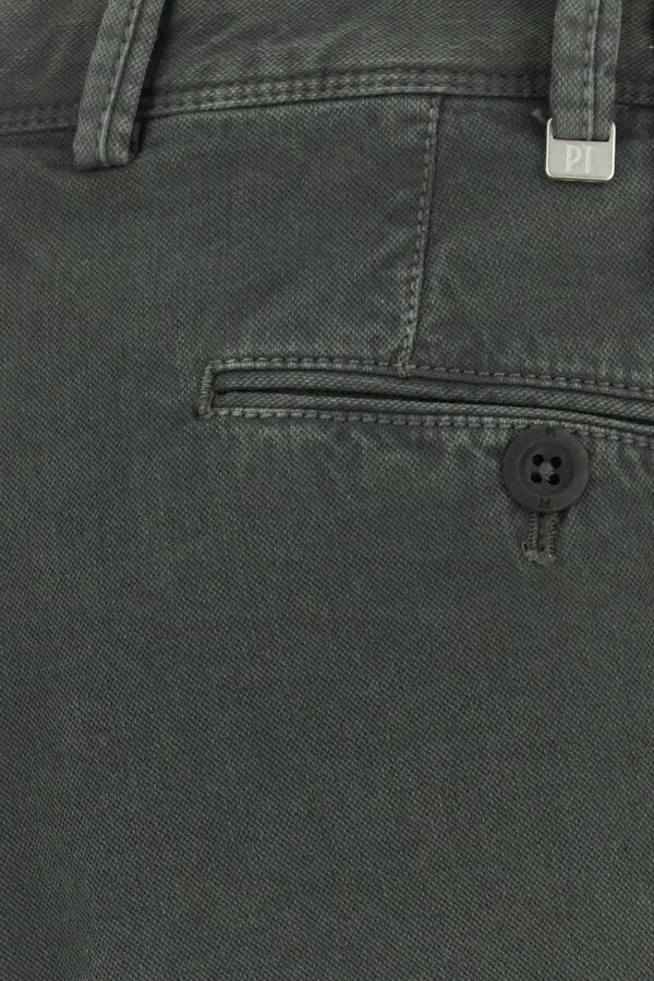 PT TORINO Stretch Cotton Pants With Logo Plate - Grey