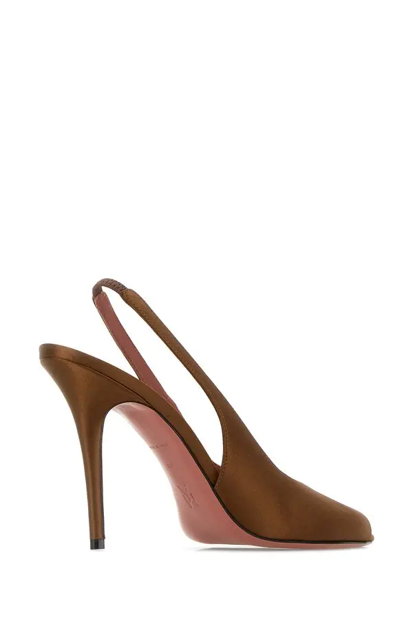 Amina Muaddi Satin Kristina Slingback Sandals - Brown