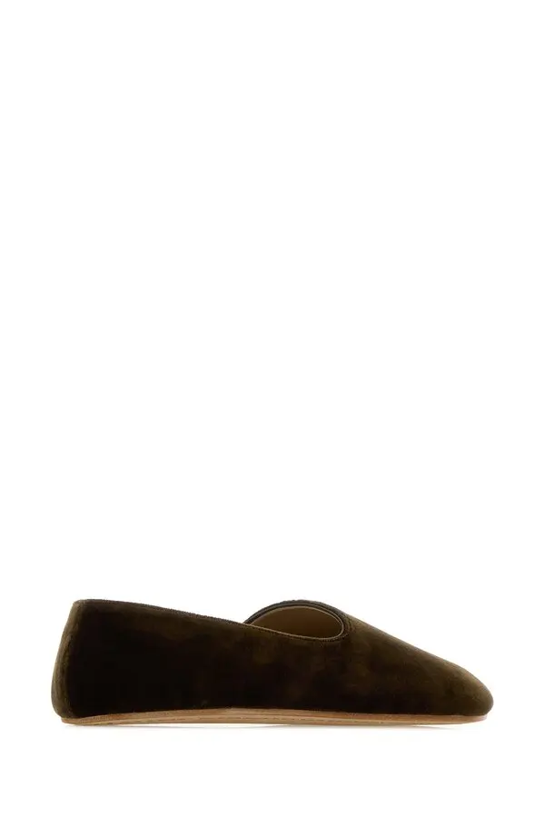 THE ROW Velvet Ponti Ballerinas - Green