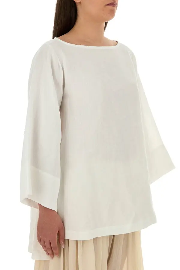 THE ROW Linen Junia Blouse - White