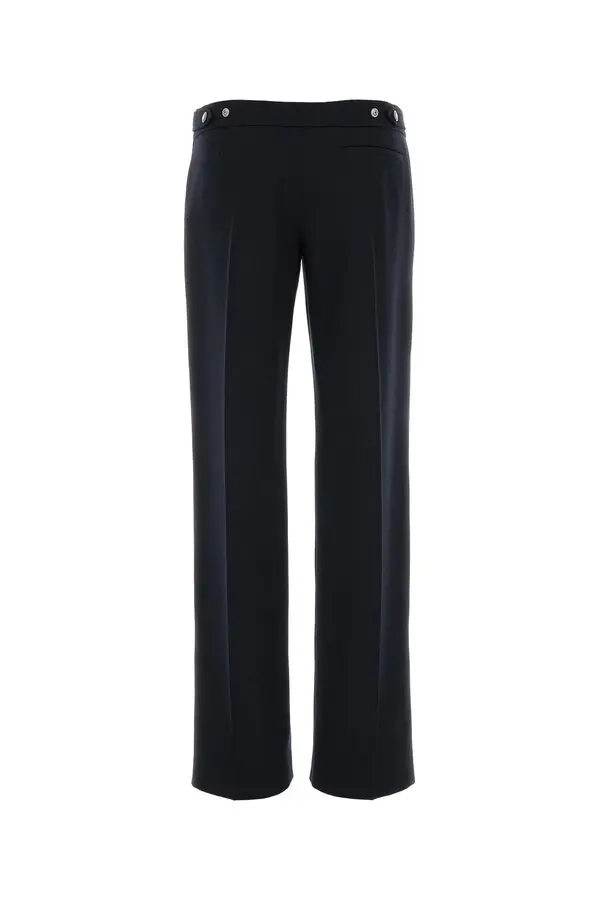 Alexander McQueen Navy Wool Trousers With Satin Side Bands