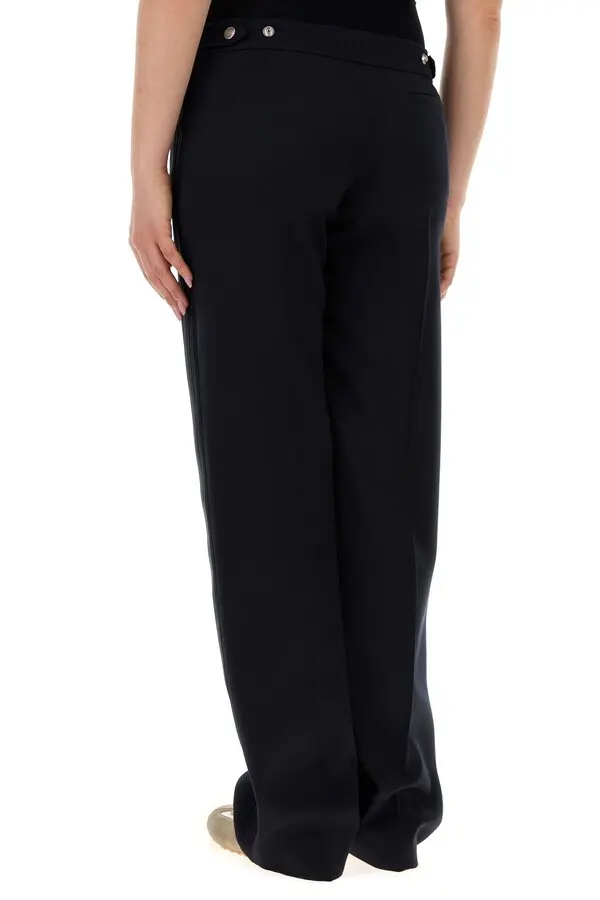 Alexander McQueen Navy Wool Trousers With Satin Side Bands